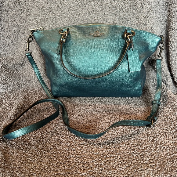 Coach | Bags | Coach Metallic Teal Shoulder Bag | Poshmark